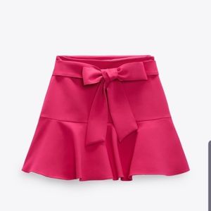Zara | Shorts | Zara High Waisted Flowny Skort Womens M Barbie Pink ...